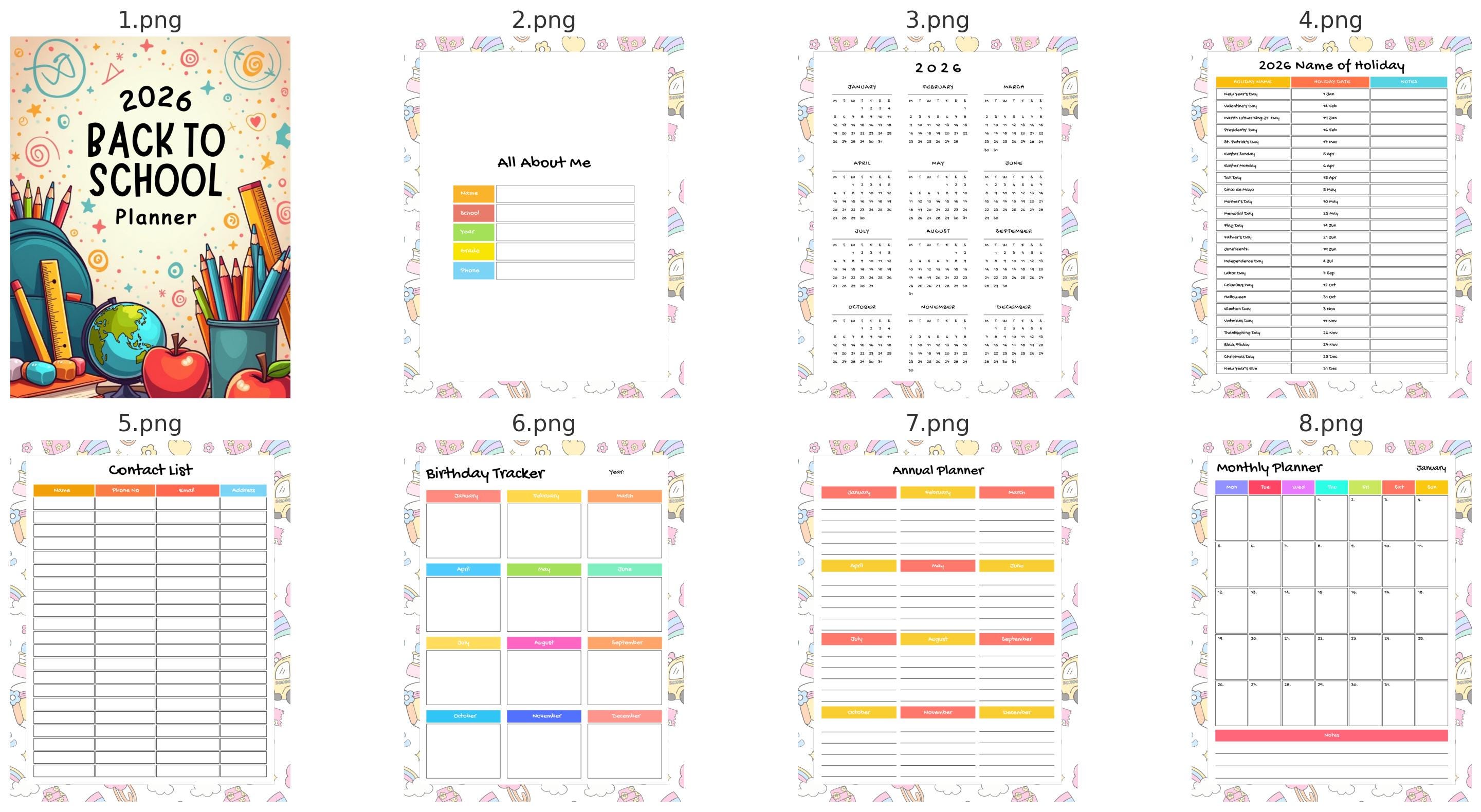 2026 Back to School Planner | Printable Student Organizer for Kids ...