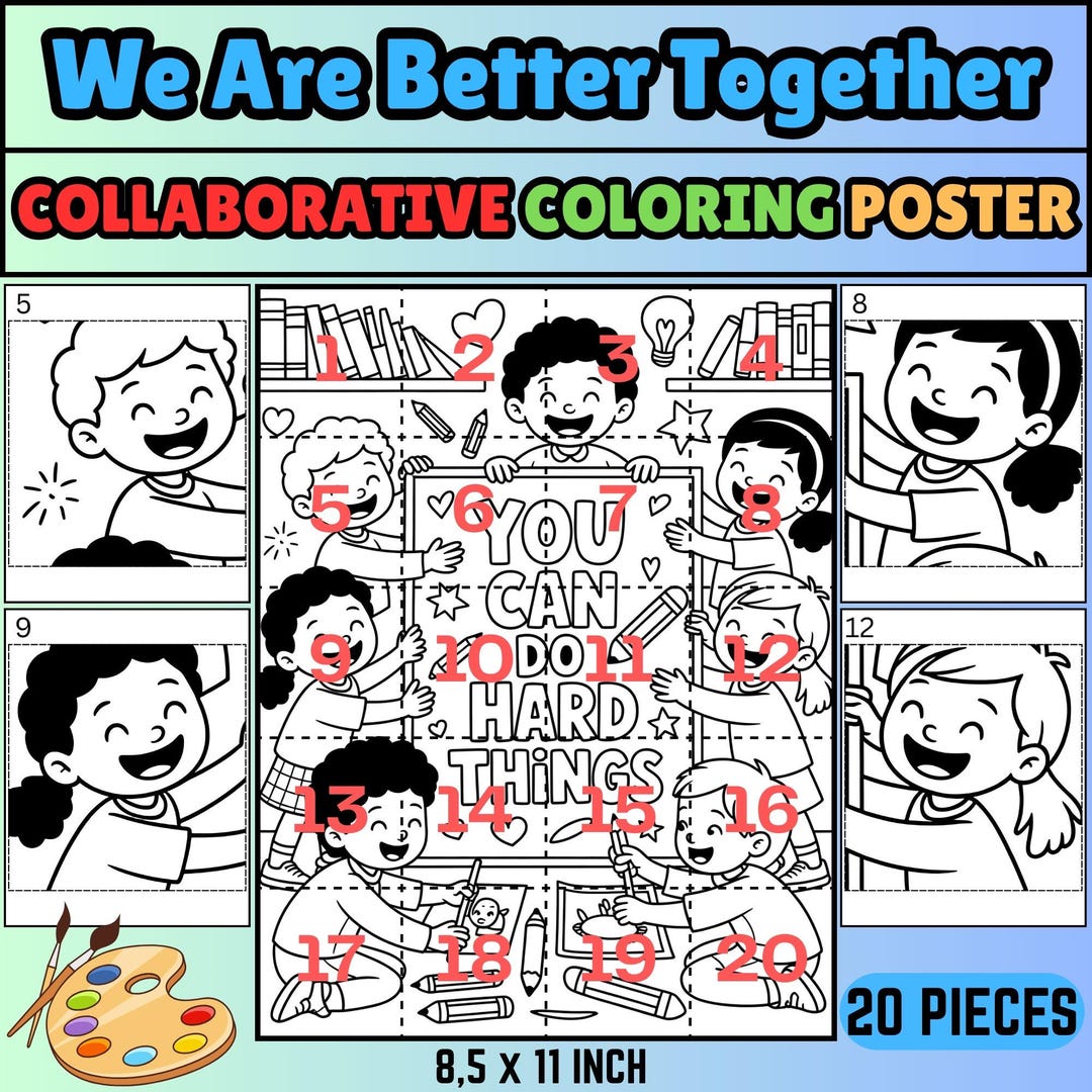 Collaborative Coloring Poster: You Can Do Hard Things - Team Activity ...
