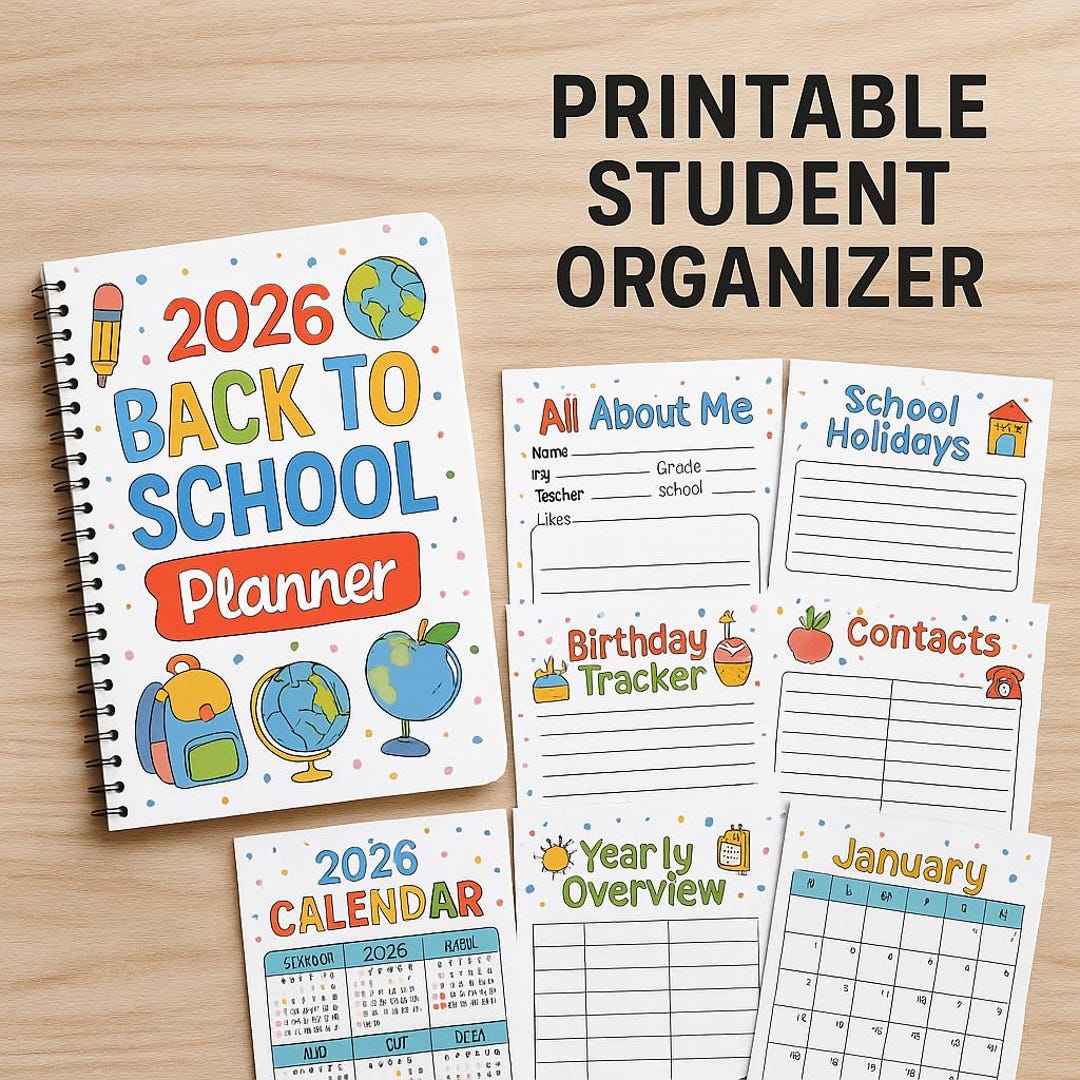 2026 Back to School Planner | Printable Student Organizer for Kids ...