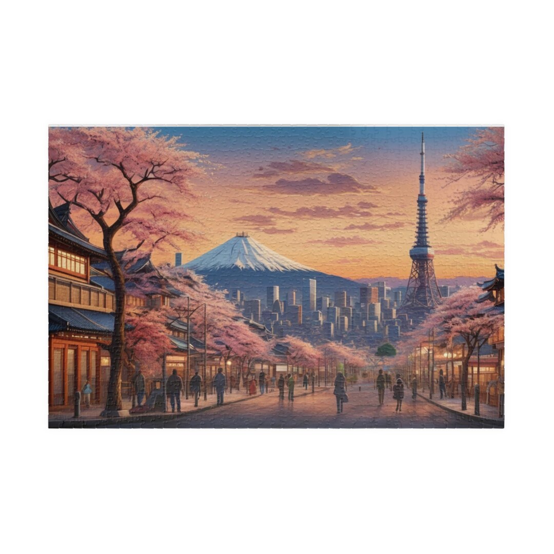 Japanese Cherry Blossom Puzzle, Scenic Tokyo Art Puzzle, 1014 Piece ...
