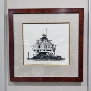 Thomas Point Lighthouse Art Print, Hand Drawn Naval Academy Gift ...