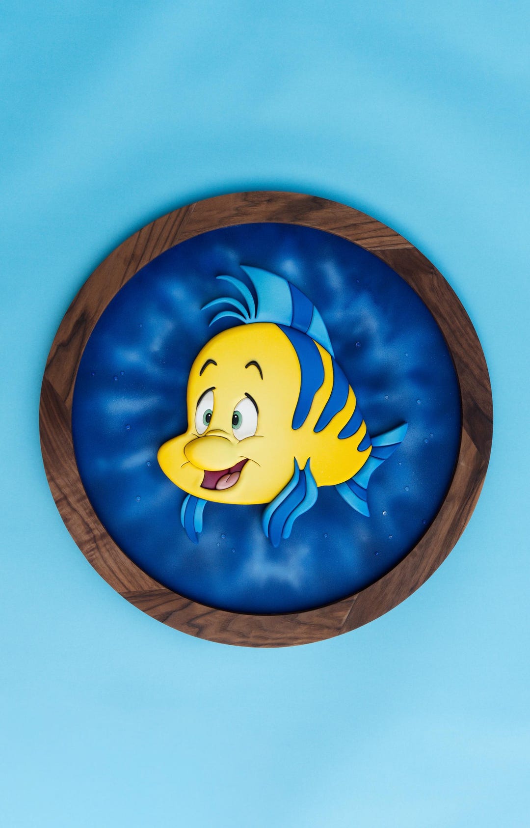 Handcrafted Little Mermaid Wood Art, Flounder: Under the Sea Themed ...