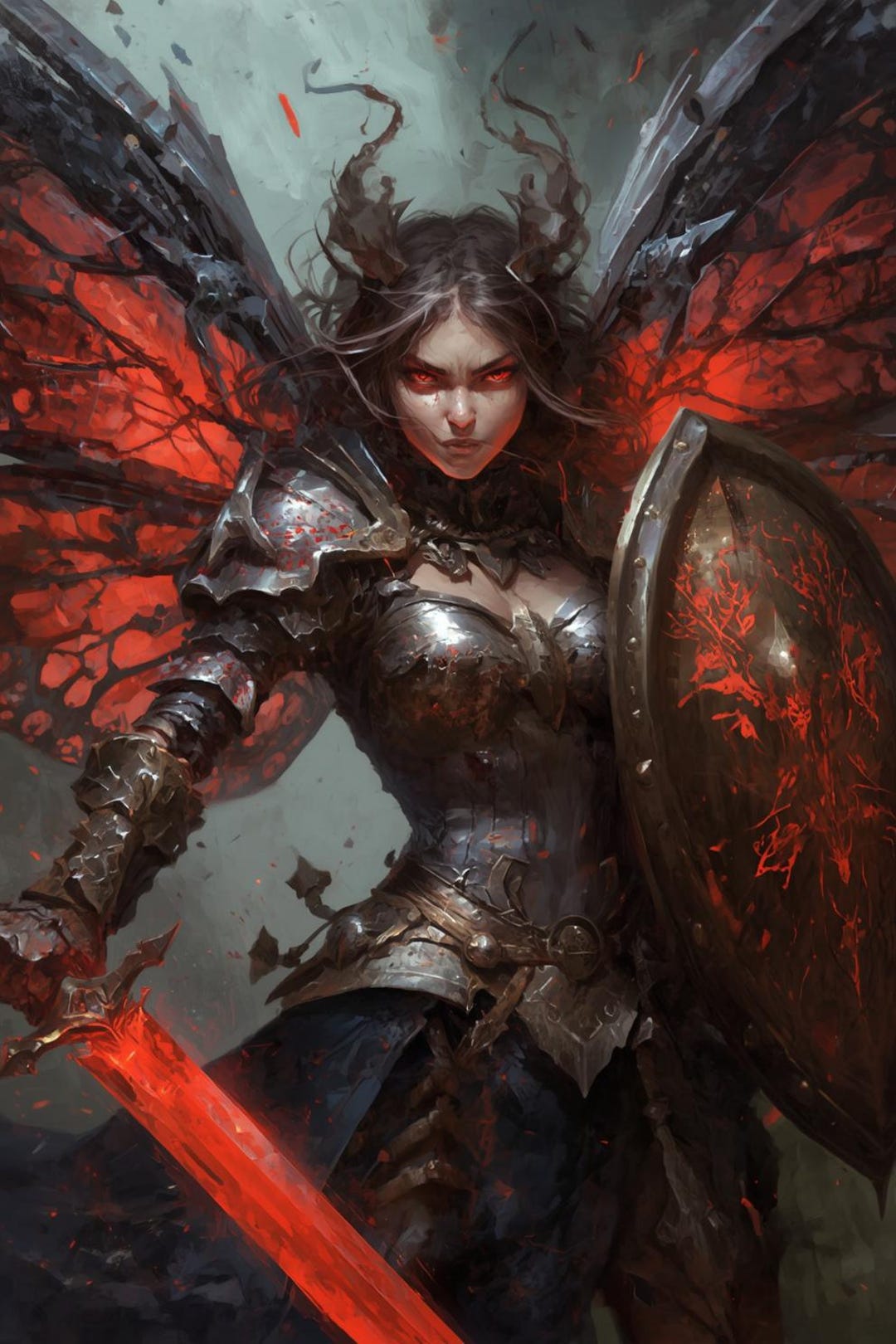 Gothic Warrior Art | Dark Valkyrie Digital Download | Ashen Wings 4K ...