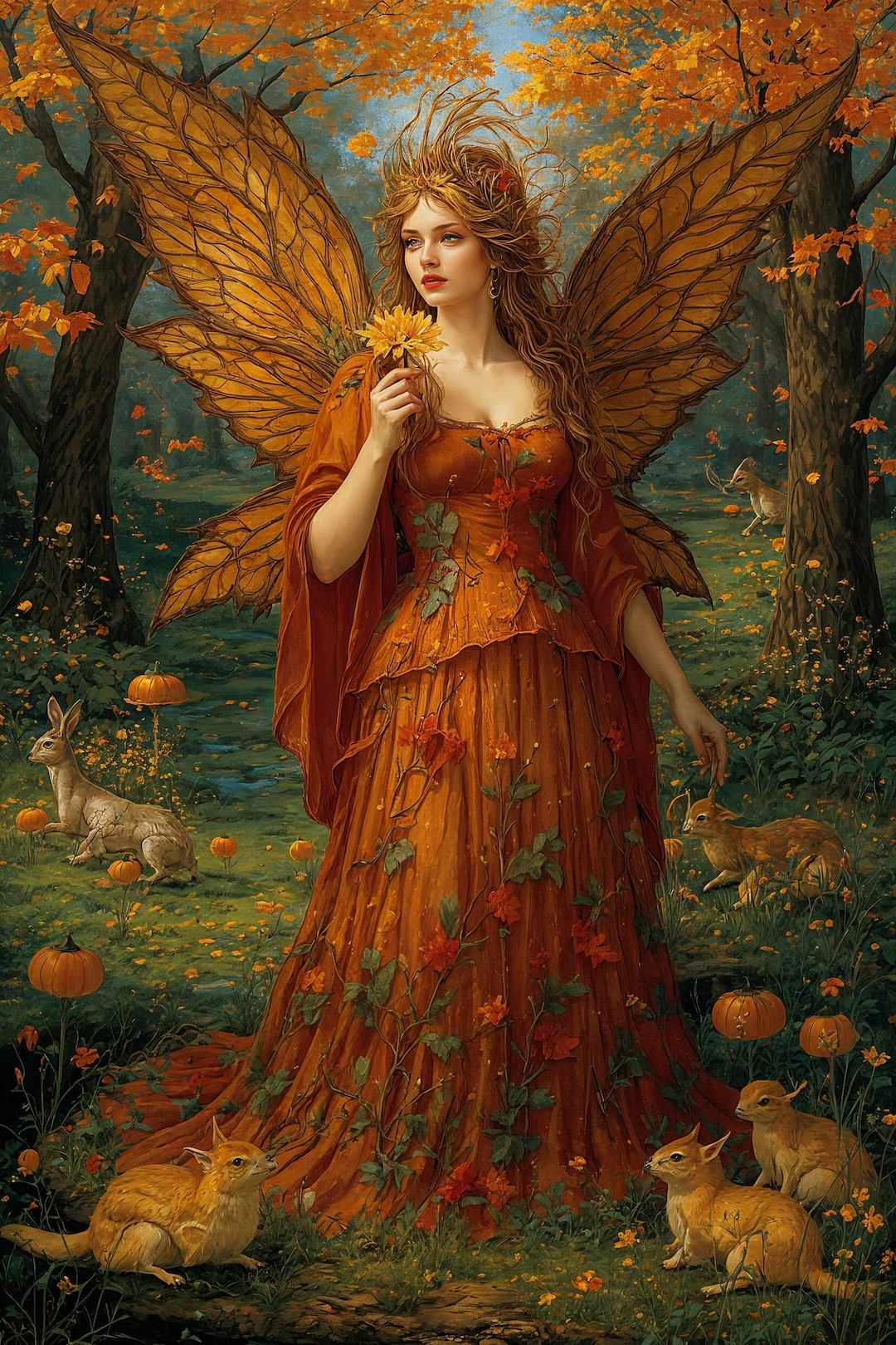 Autumn Fairy Art Print | Enchanted Forest Digital Download | Woodland ...