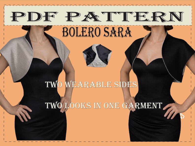 Bolero Sewing Pattern PDF | Lined Cropped Bolero | Elegant Layering ...