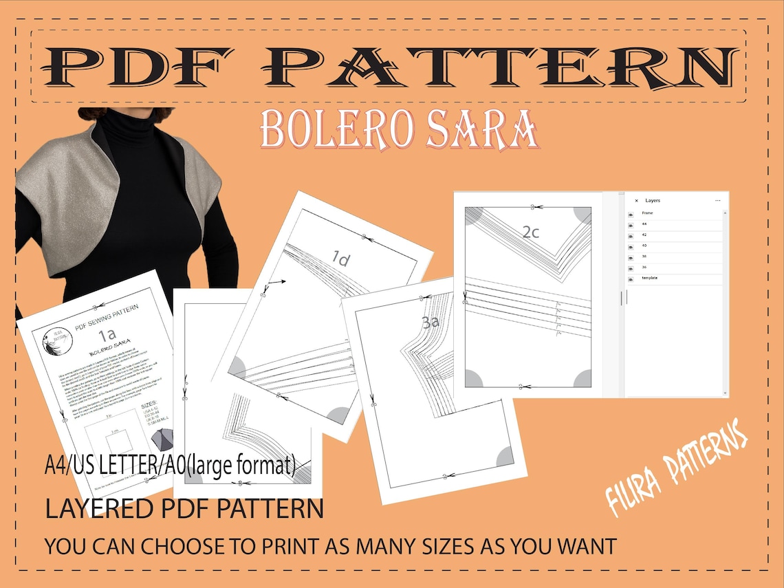 Bolero Sewing Pattern PDF | Lined Cropped Bolero | Elegant Layering ...