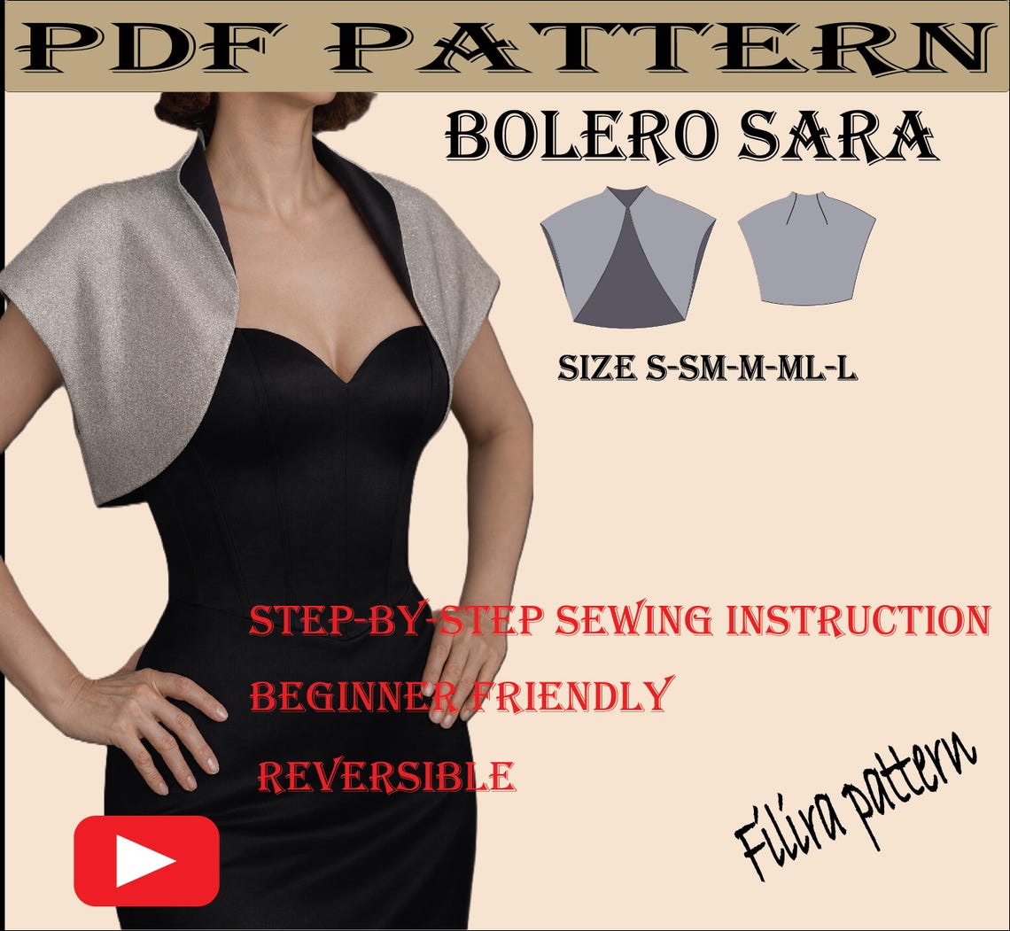 Bolero Sewing Pattern PDF | Lined Cropped Bolero | Elegant Layering ...