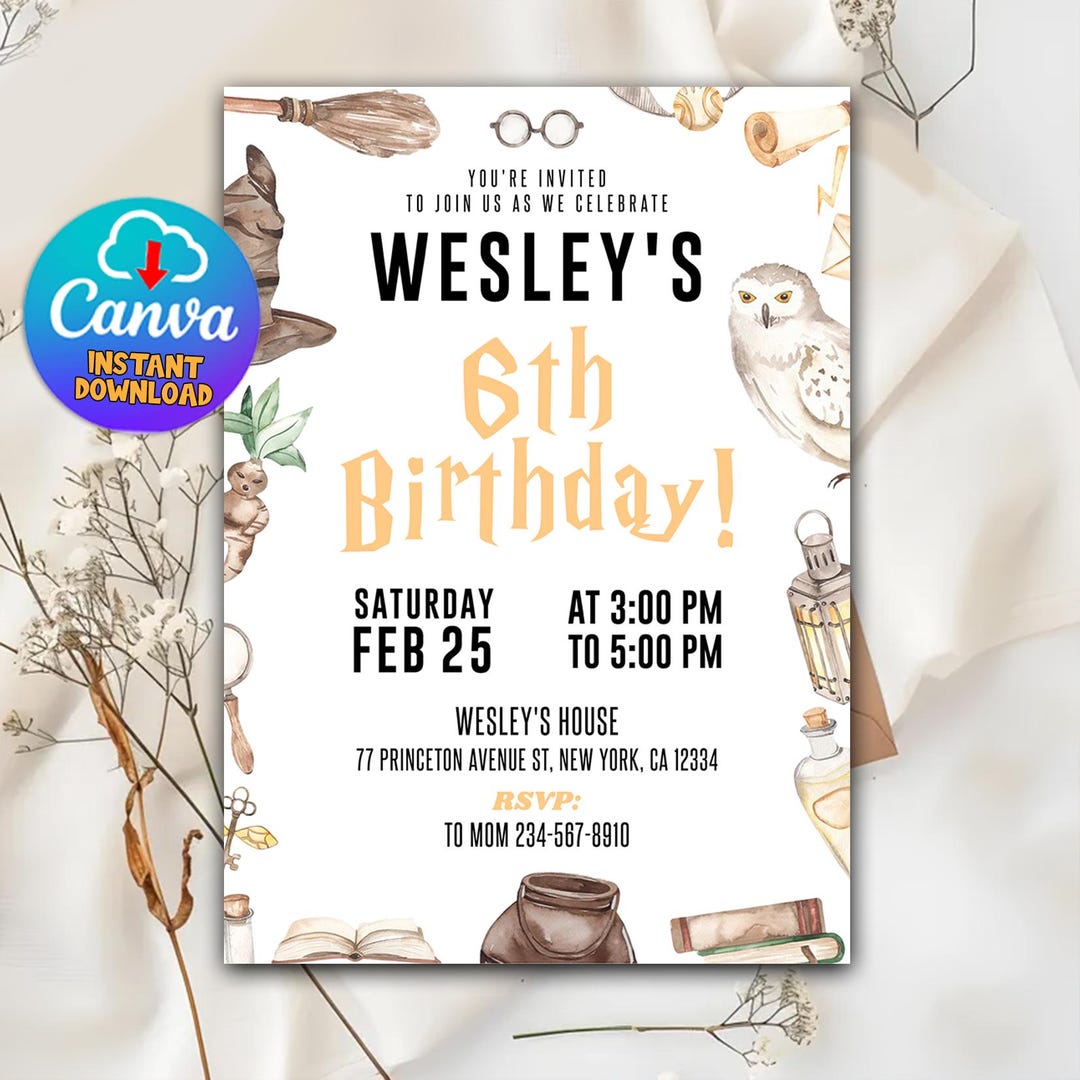 Wizard Invitation, Watercolor Wizard Birthday Invitation, Wizard Party ...