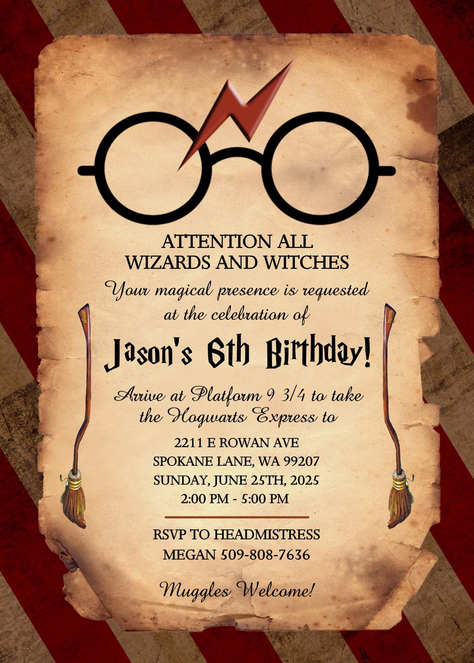 Wizard Birthday Invitation, Magic School Party, Wizard Editable ...