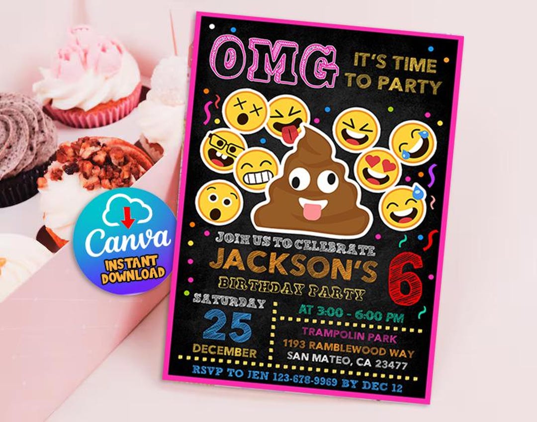 Emoji Invitation, Emoji Party Invitation, Emoji Party, Emoji Birthday ...