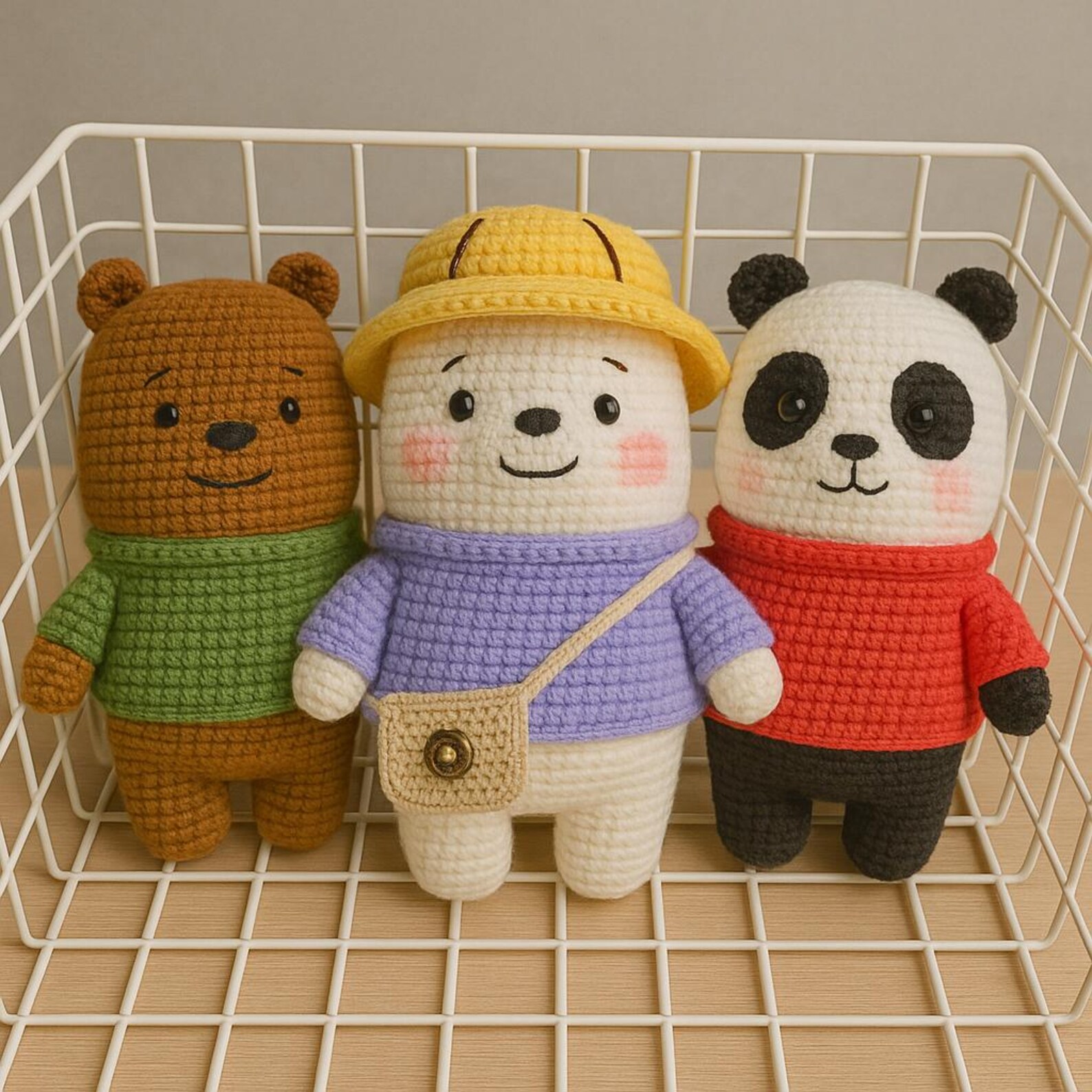 We Bare Bears Crochet Pattern 3-in-1 – Panda, Grizzly & Ice Bear ...