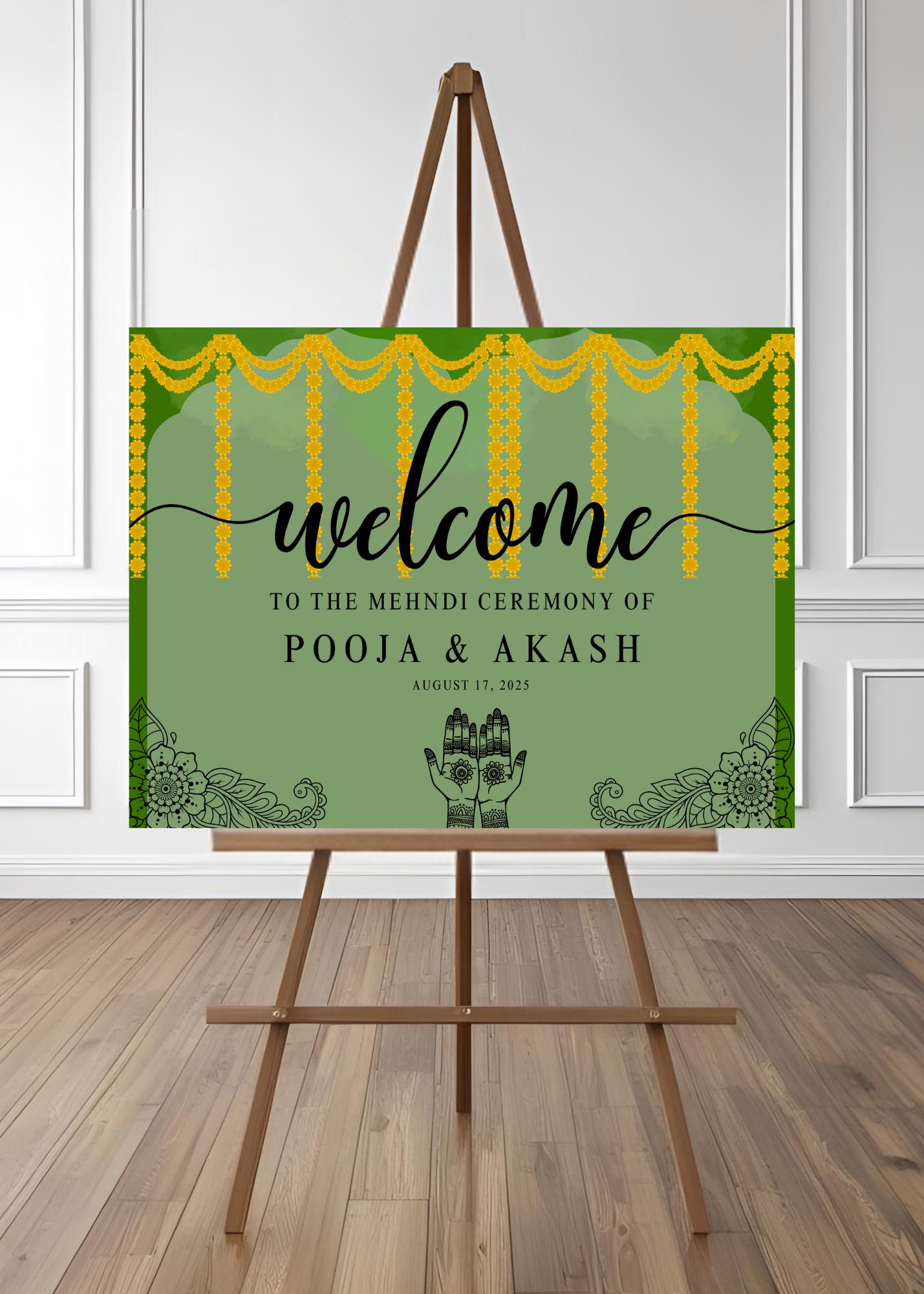 Indian Welcome Sign, Mehndi Welcome Sign, Editable Template, Hindu ...
