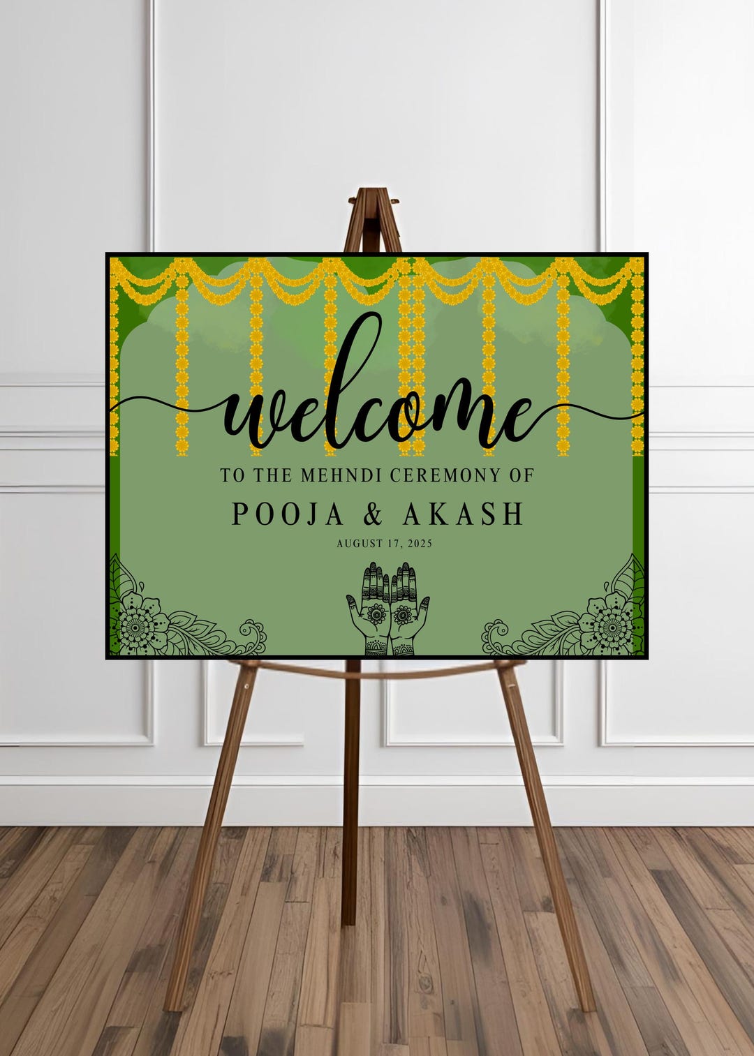 Indian Welcome Sign, Mehndi Welcome Sign, Editable Template, Hindu ...