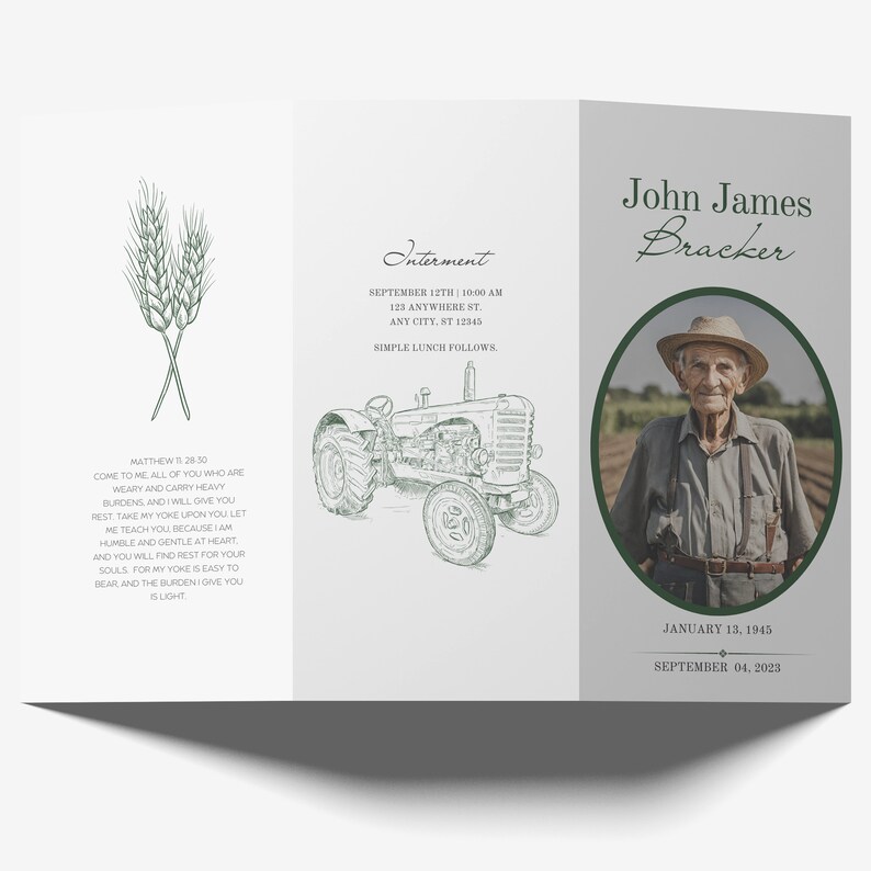 Funeral Program Tri-fold Canva Template Digital Download - Etsy