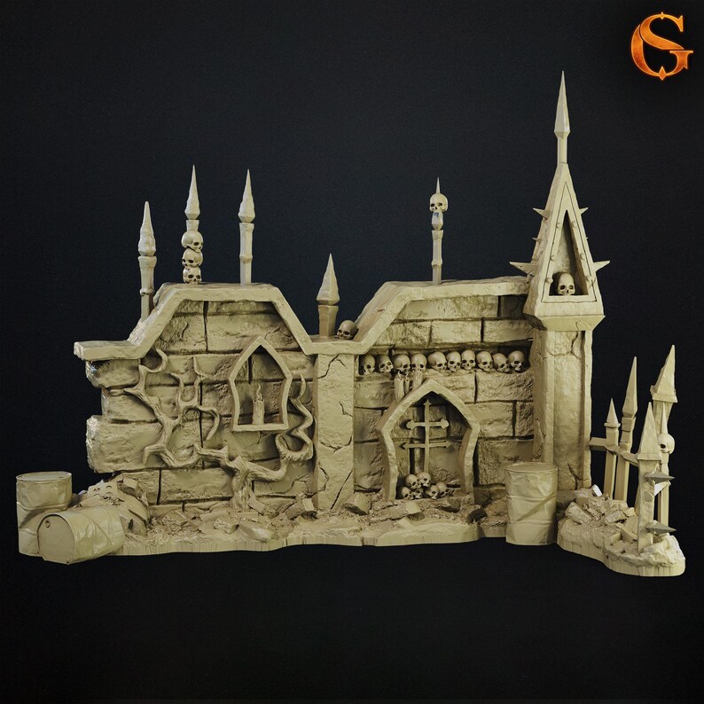 Grimdark Terrain-broken Temple Wall-trench Crusade-40k - Etsy