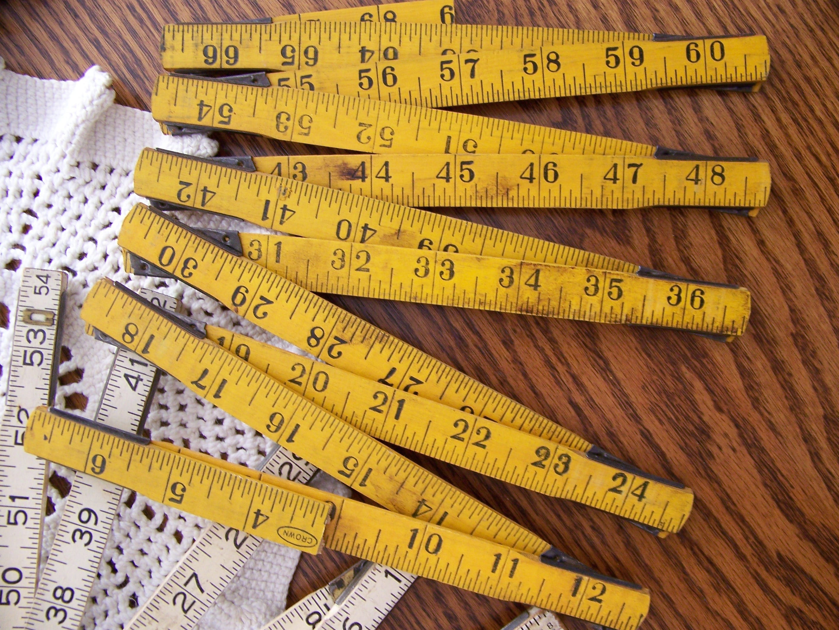 2 Antique Folding Wooden Rulers Folding Rulers Antique Wooden Tape ...