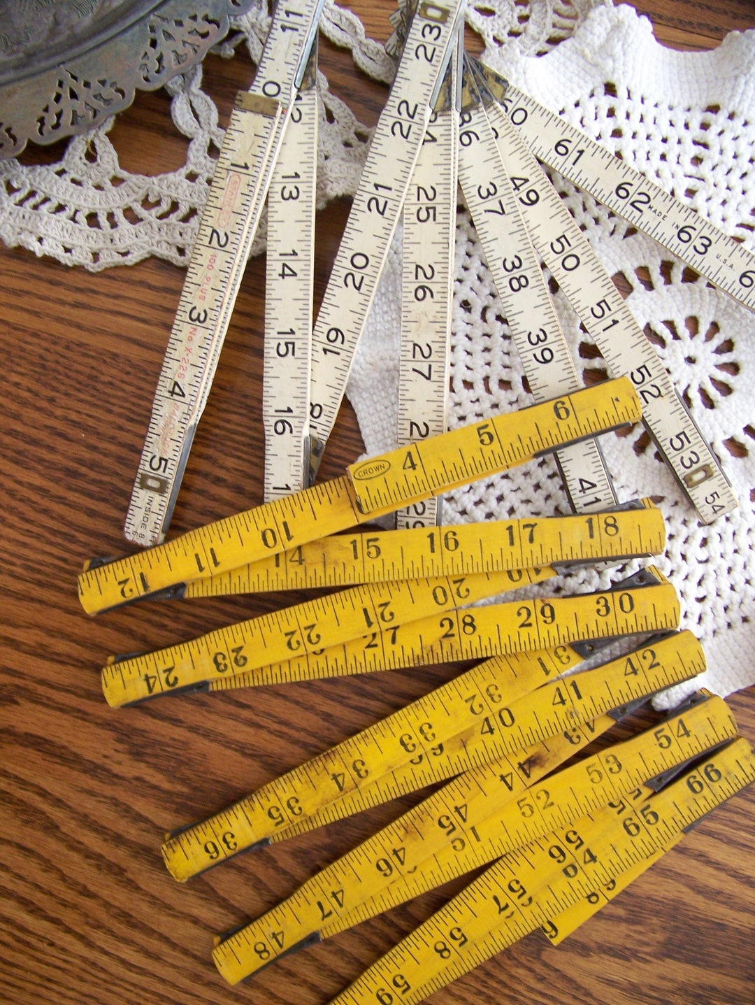 2 Antique Folding Wooden Rulers Folding Rulers Antique Wooden Tape ...