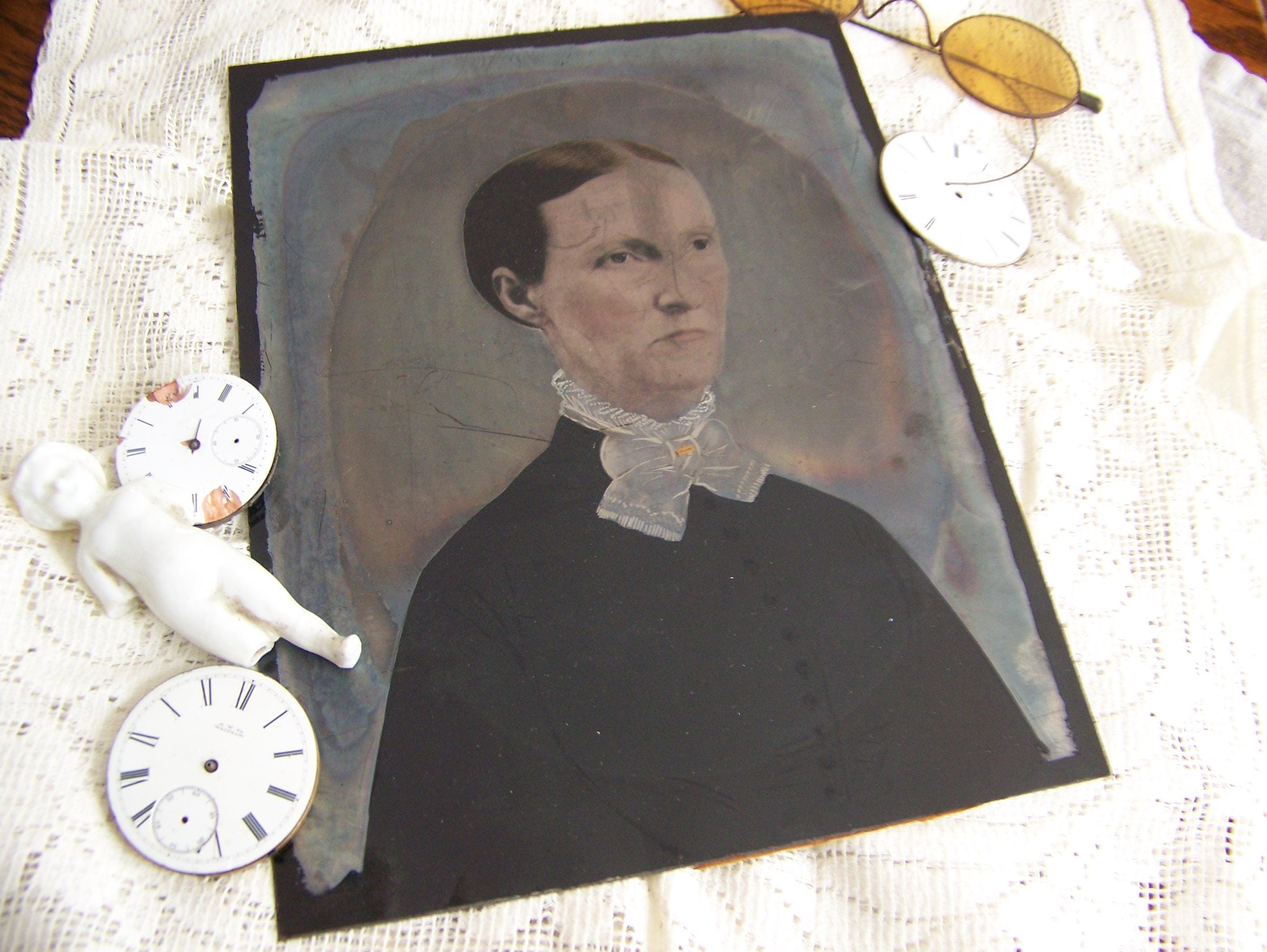 Lovely Whole Plate Hand Tinted Colorized Antique Tintype Ferrotype ...