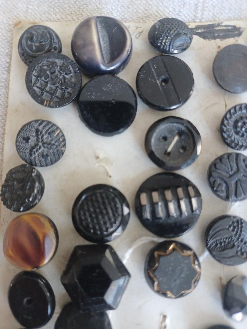 10 Selected Jet Black Victorian Mourning Buttons Faceted Cut Glass ...