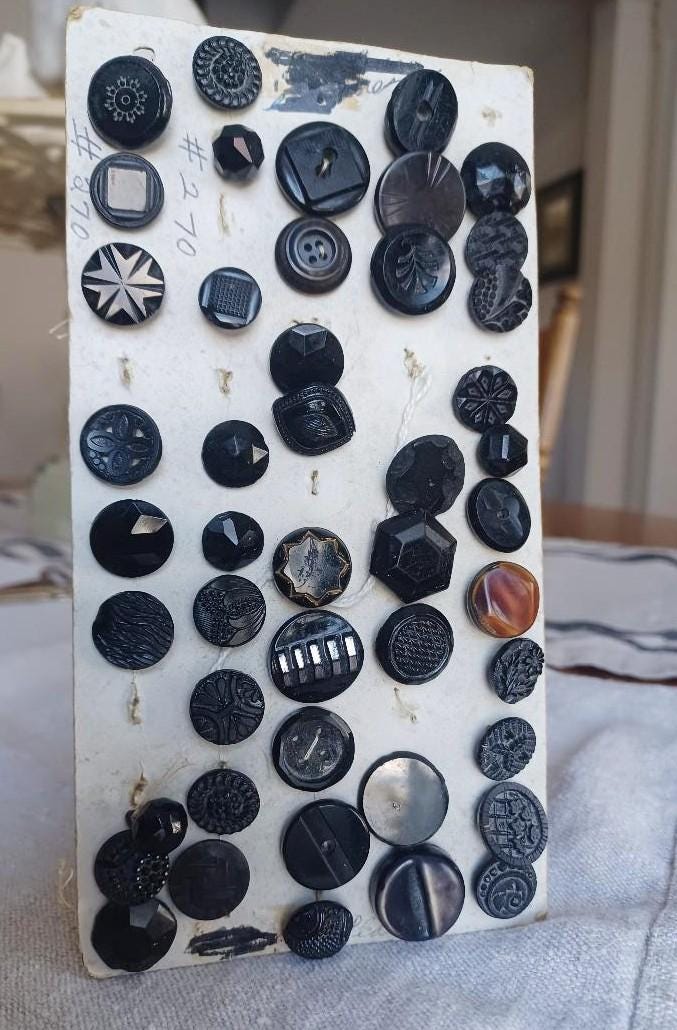 10 Selected Jet Black Victorian Mourning Buttons Faceted Cut Glass ...