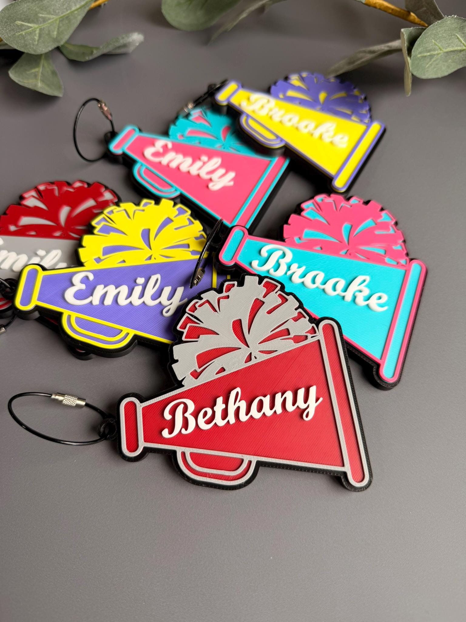 Personalized Cheer Bag Tag – Custom Megaphone & Pom Pom – Cheerleading ...