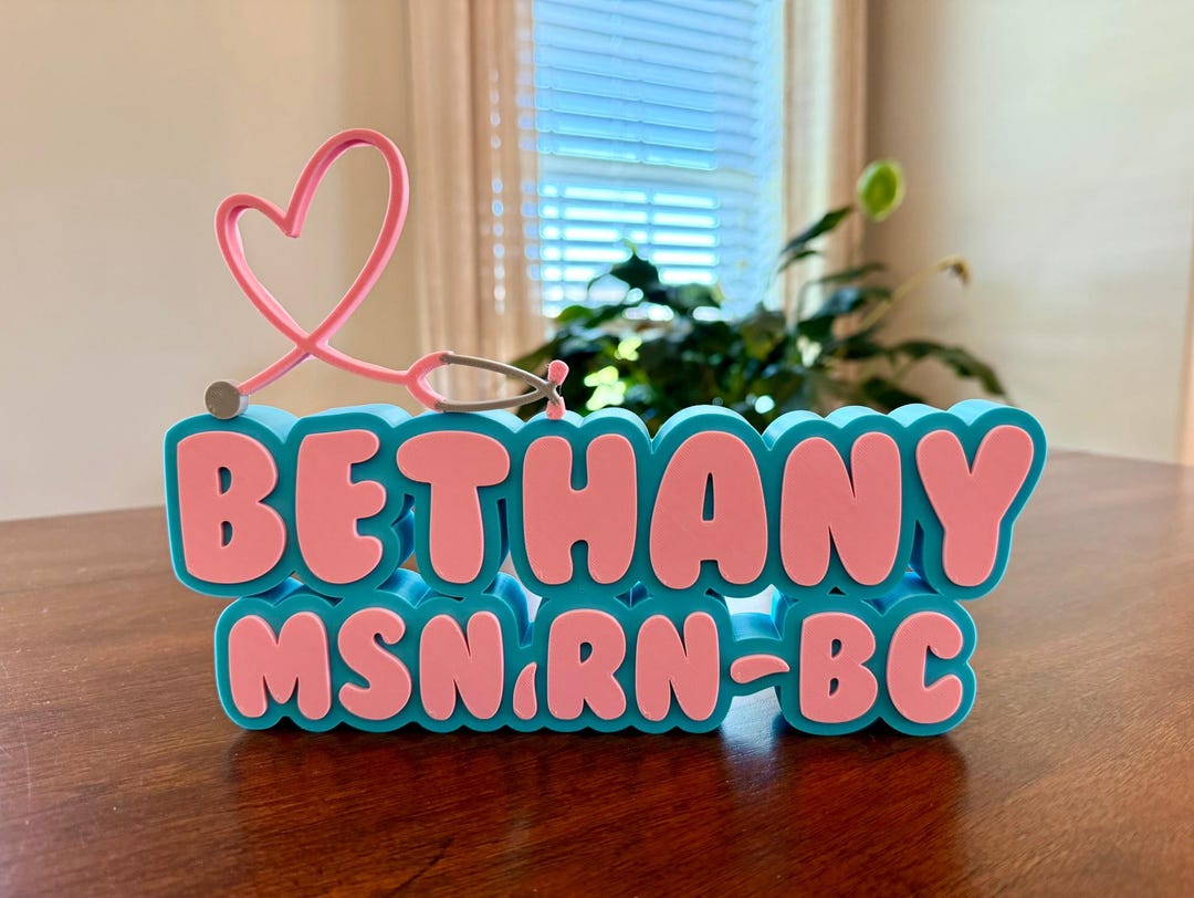 Nurse Nameplate 3D Printed – Custom Desk Sign for RN, LPN, BSN ...