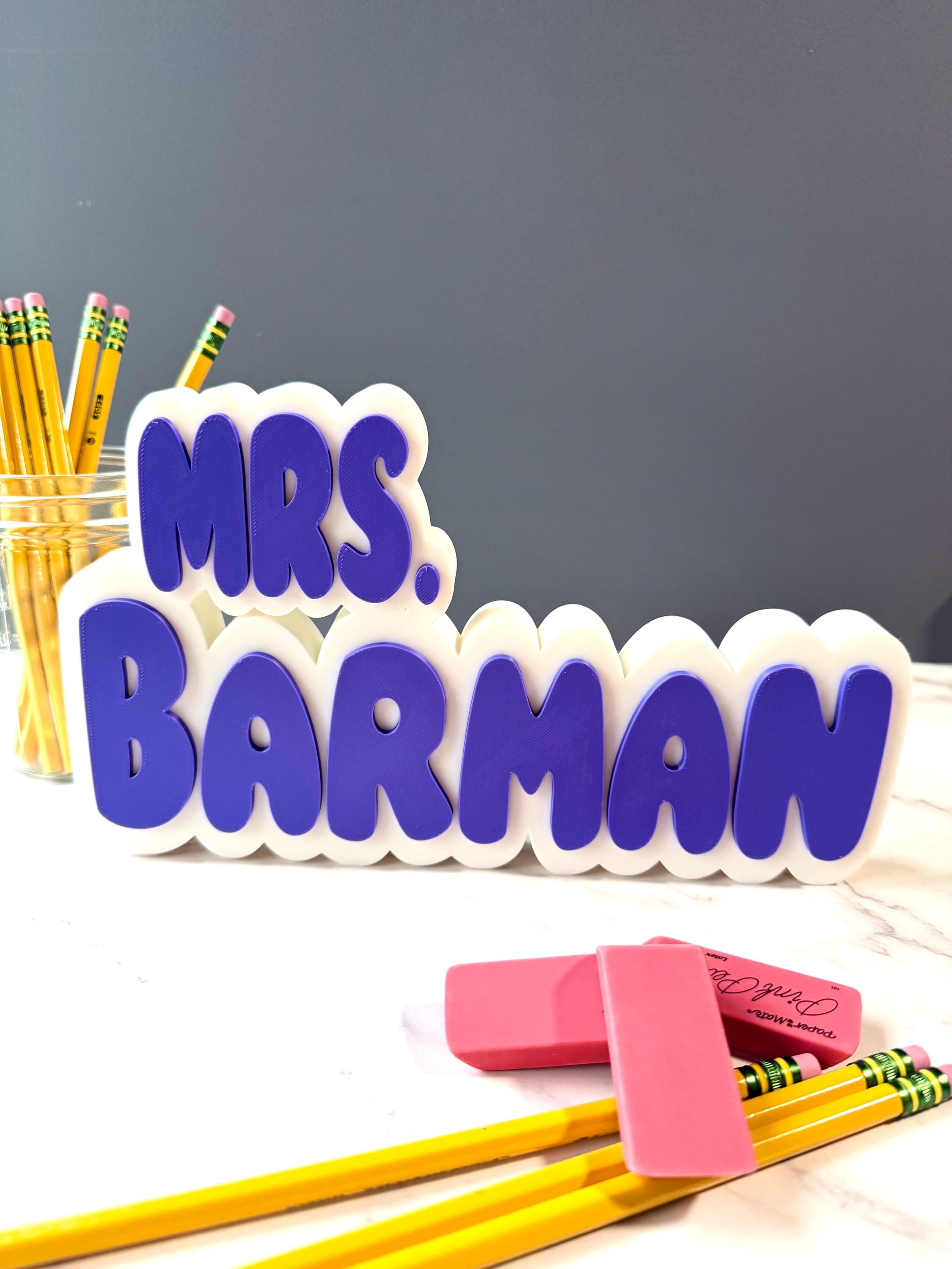 Teacher Desk Nameplate – Custom 3D Printed Name Sign – Personalized ...