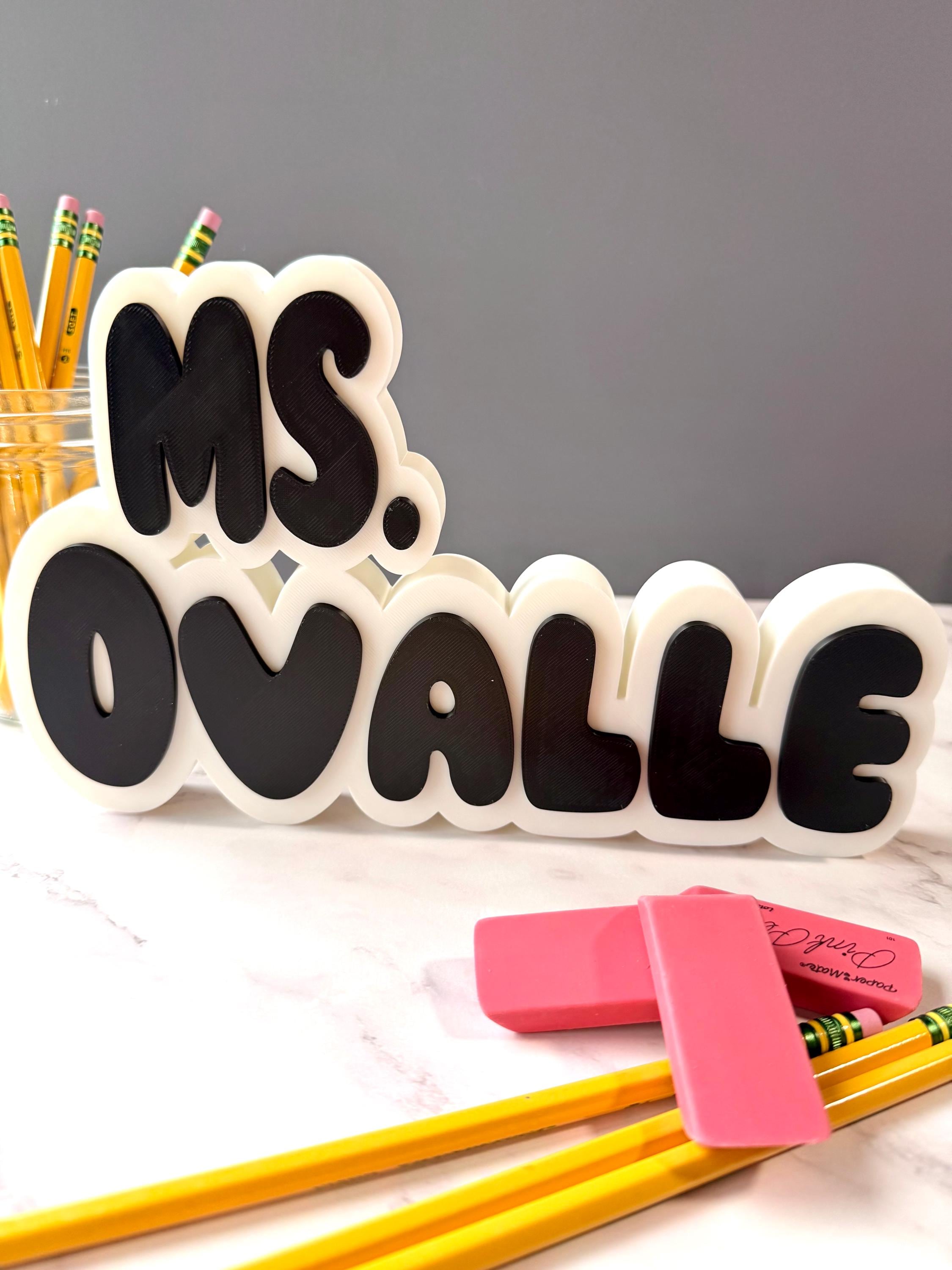 Teacher Desk Nameplate – Custom 3D Printed Name Sign – Personalized ...