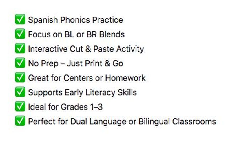 Spanish Syllable Sorting Worksheet – BL Blends (bla, Ble, Bli, Blo, Blu ...