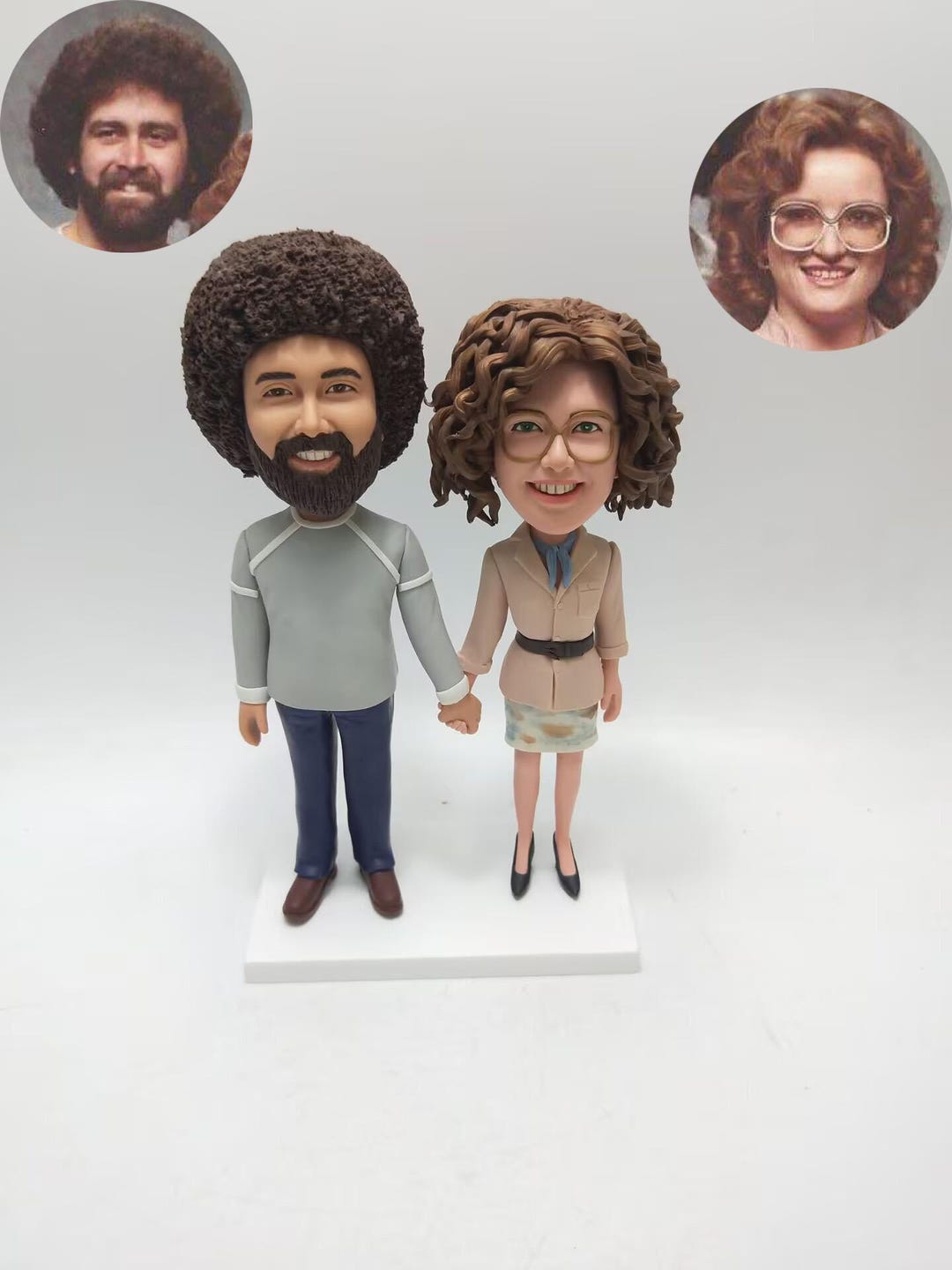 Personalized Couple Bobblehead With Retro Curly Hairstyle and ...