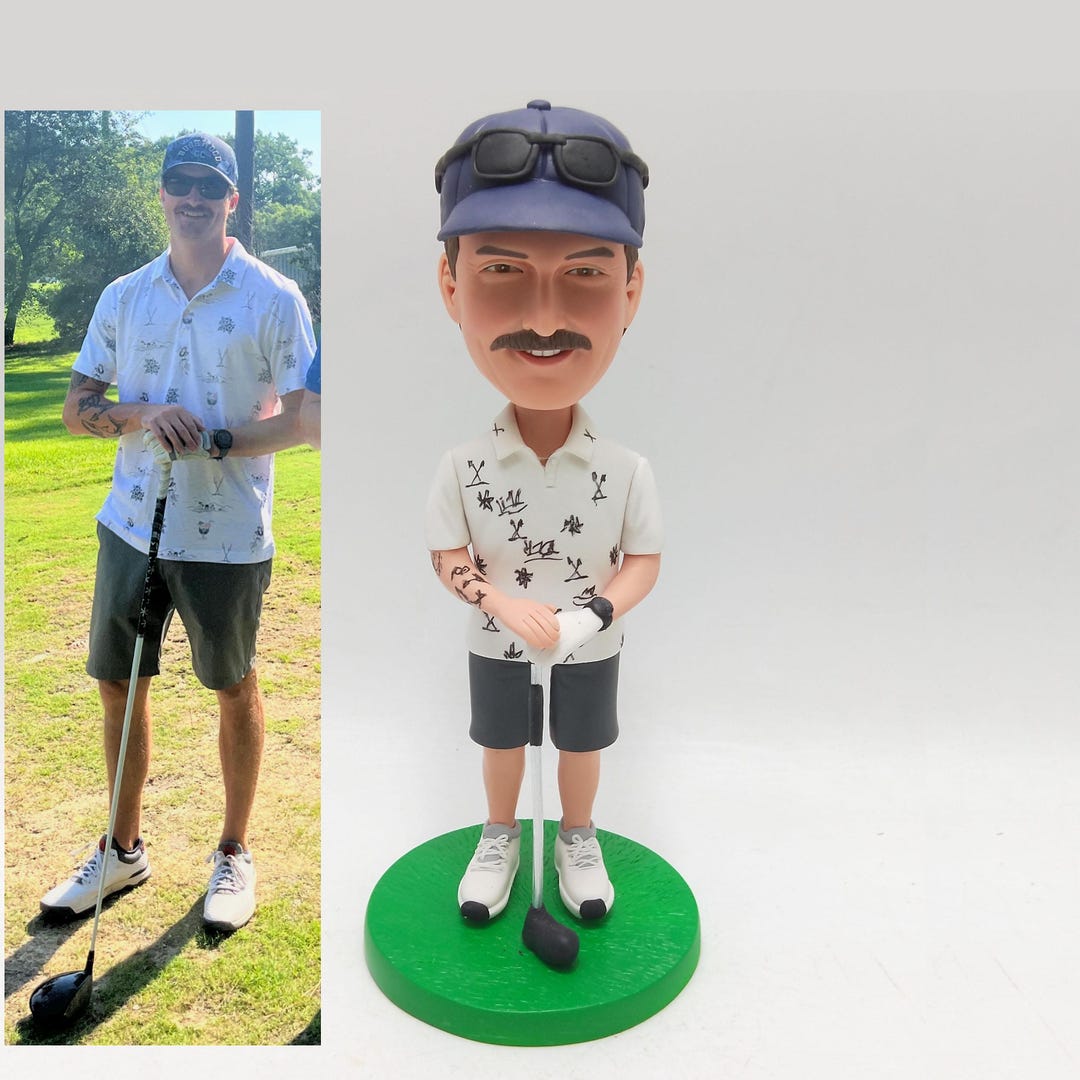 Custom Golf Bobblehead From Photo – Personalized Male Golfer Figurine ...