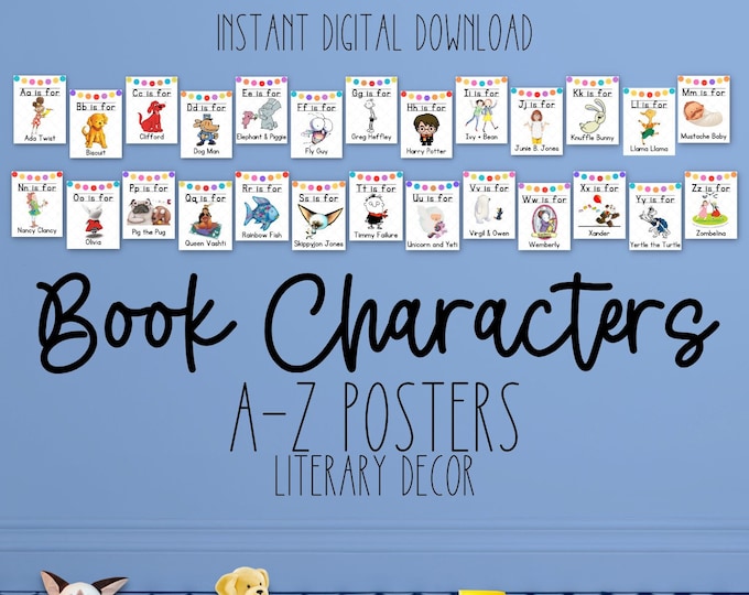 Book Characters Classroom Decor A-Z Posters | *BRAND NEW* | Literary ...