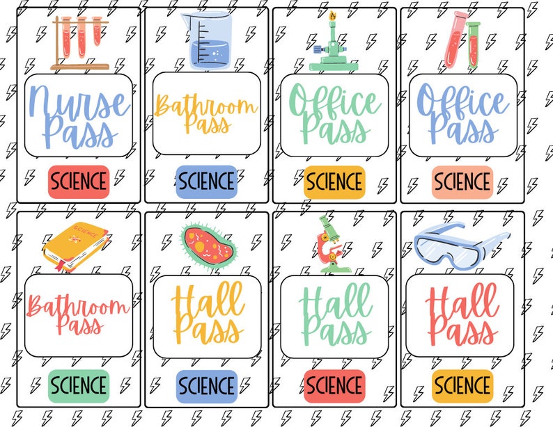 Science Theme Hall Passes and Sign Out Logs | Science Classroom ...