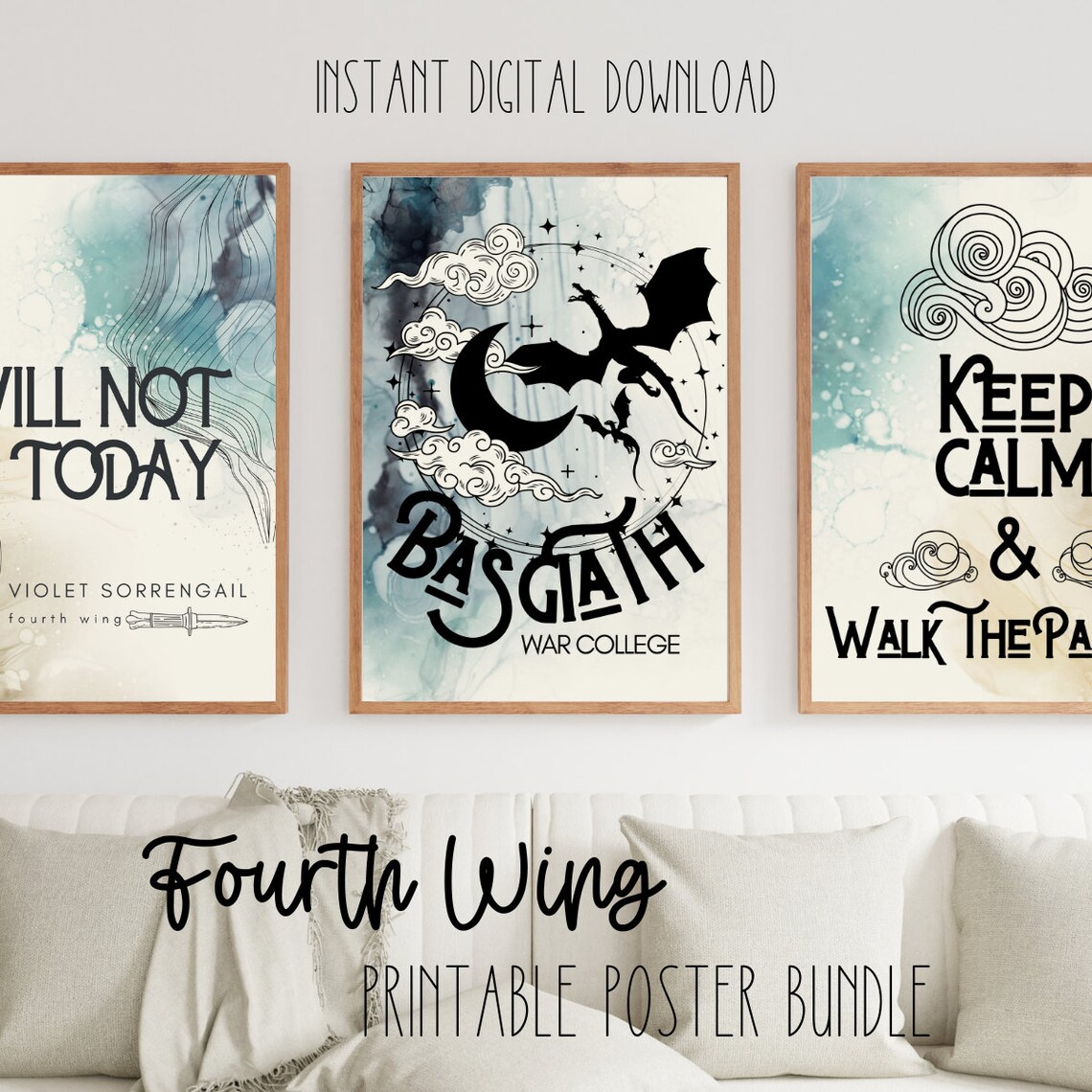Fourth Wing Printable Poster BUNDLE | I Will Not Die Today | Basgiath ...