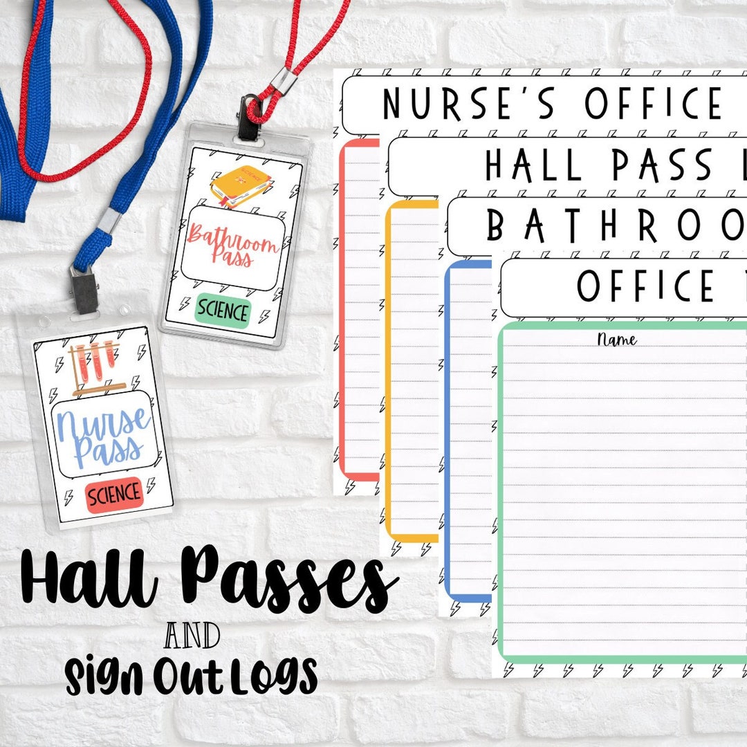 Science Theme Hall Passes and Sign Out Logs | Science Classroom ...