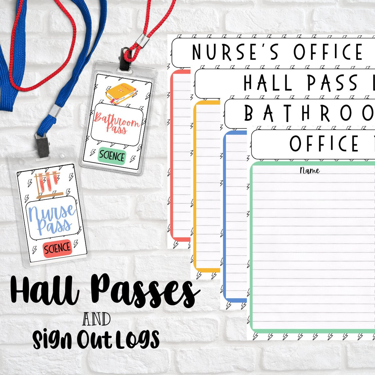 Science Theme Hall Passes and Sign Out Logs | Science Classroom ...
