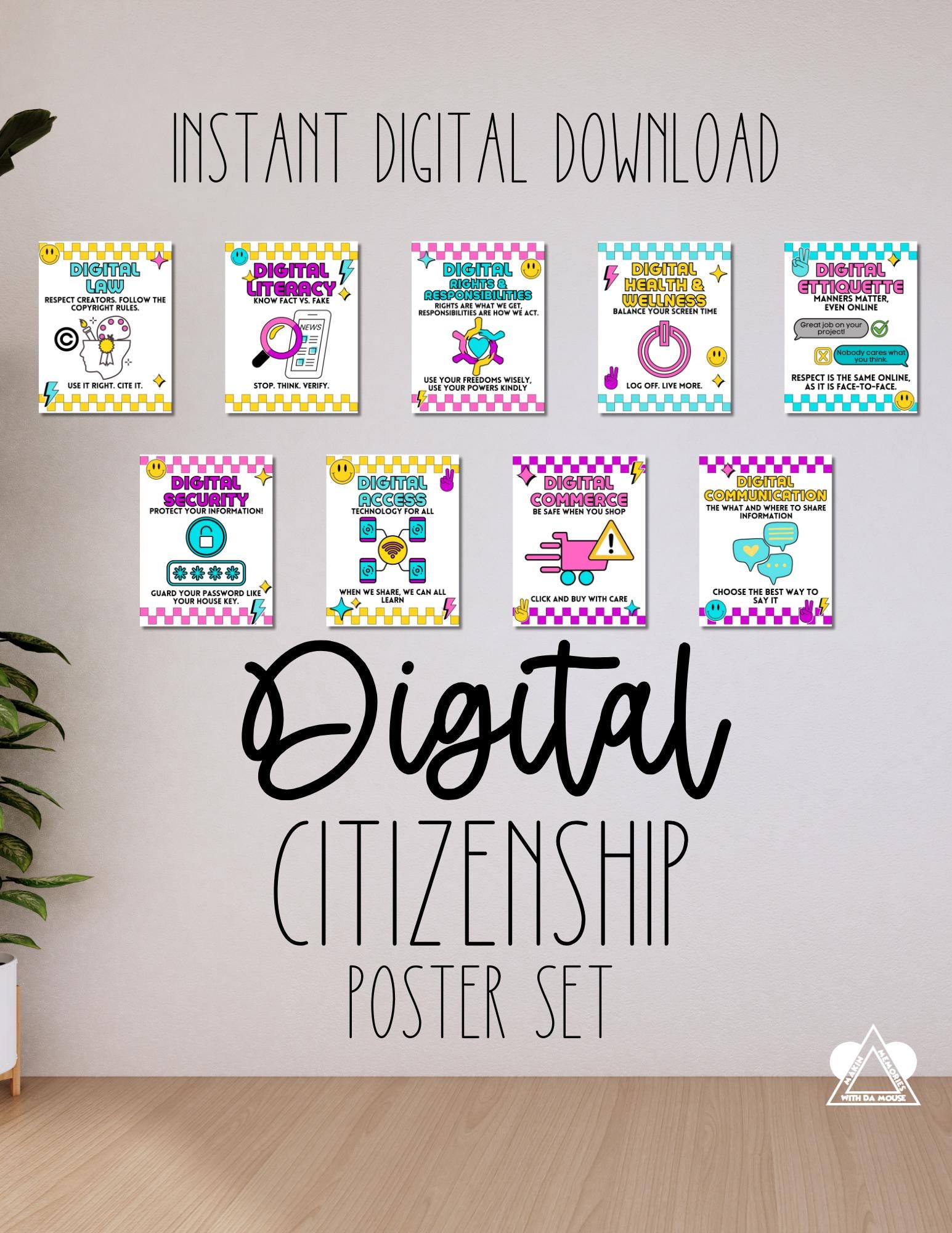 Digital Citizenship Posters | Classroom Bulletin Board Set | Internet ...