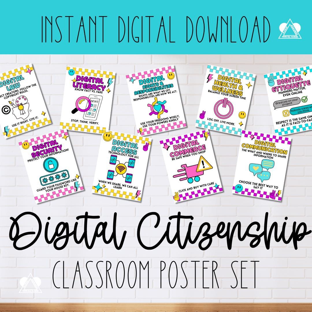 Digital Citizenship Posters | Classroom Bulletin Board Set | Internet ...