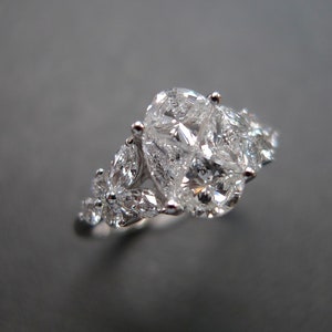 Pie Cut Diamond Ring, Illusion Diamond Ring, Oval Diamond Ring, Unique ...