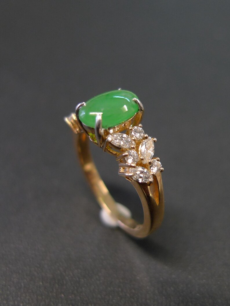 Jade Diamond Unique Engagement Ring in Rose Gold, Marquise Moissanite ...