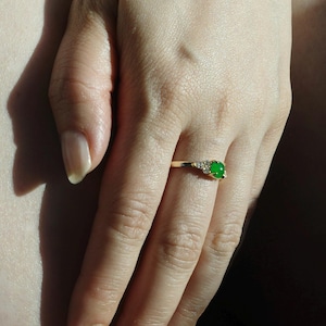 Jade Ring, Jade Engagement Ring, Jade and Diamond Women Wedding Ring ...