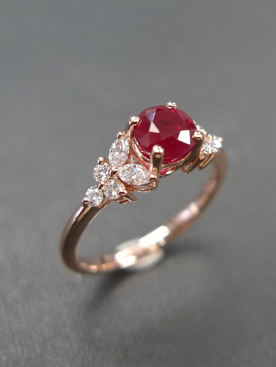 Natural Ruby Ring / Ruby Engagement Ring / July Birthstone Ring / Anniversary Gift / Gold Ring ...