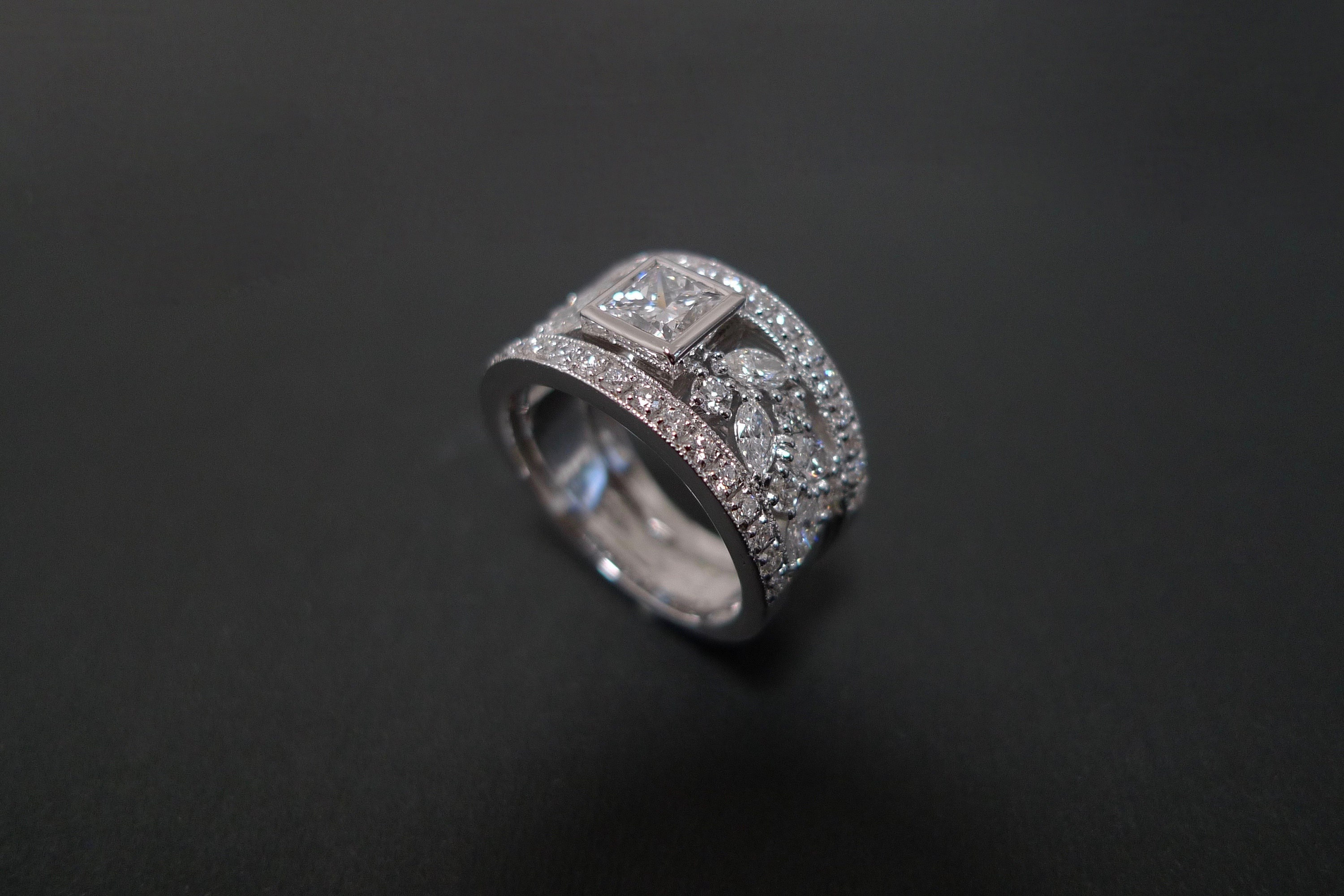 Princess Cut Diamond and Square Cut Diamond Marquise Diamond | Etsy