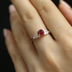 Natural Ruby Ring / Ruby Engagement Ring / July Birthstone Ring / Anniversary Gift / Gold Ring ...