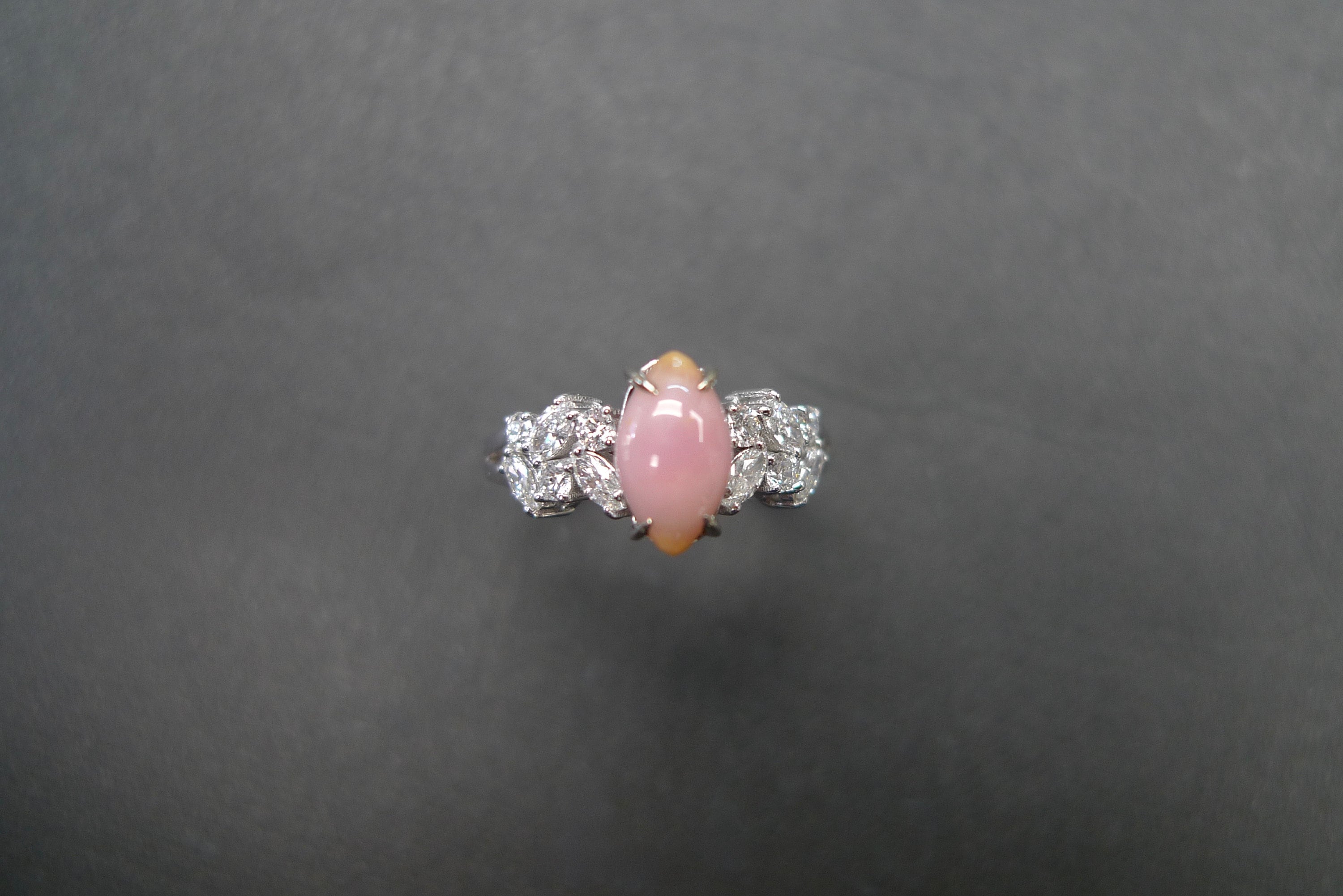 Conch Pearl and Diamond Engagement Ring Made in 18K White Gold, 1.25ct ...