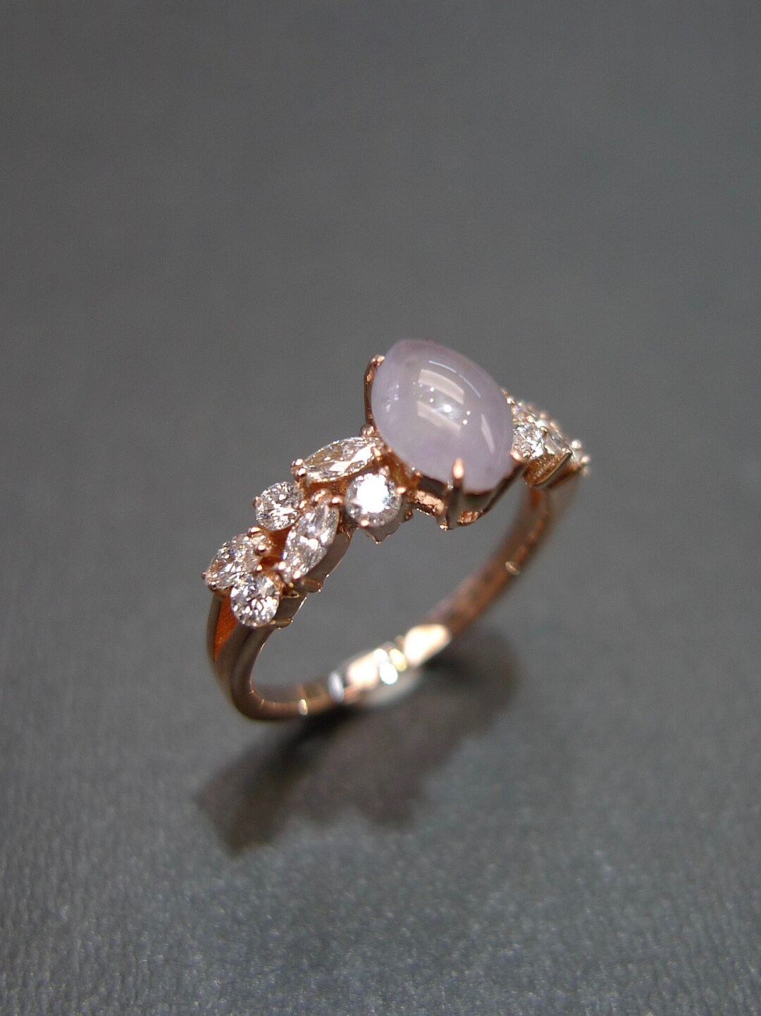 Purple Ring, Unique Engagement Ring, Marquise Ring, Jade Ring With ...