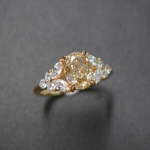 Yellow Diamond Oval Shape Lab Grown Marquise Diamond Unique Engagement ...