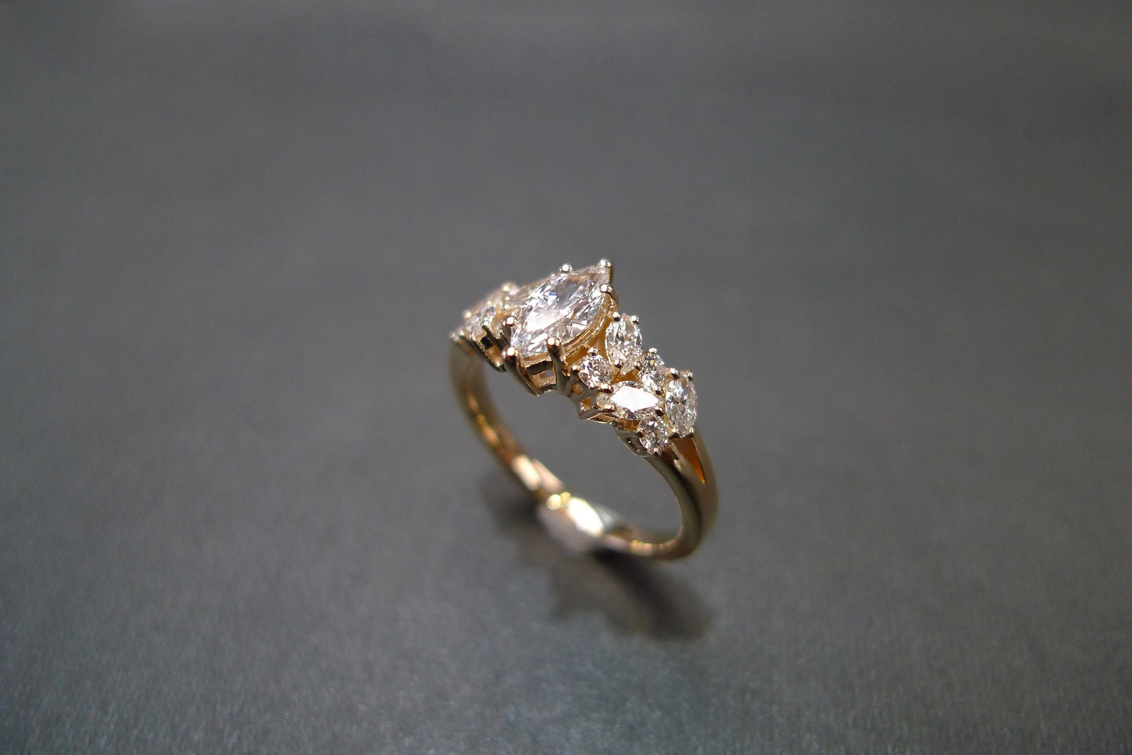 Unique Engagement Ring With Marquise Cut Diamond Gift for - Etsy