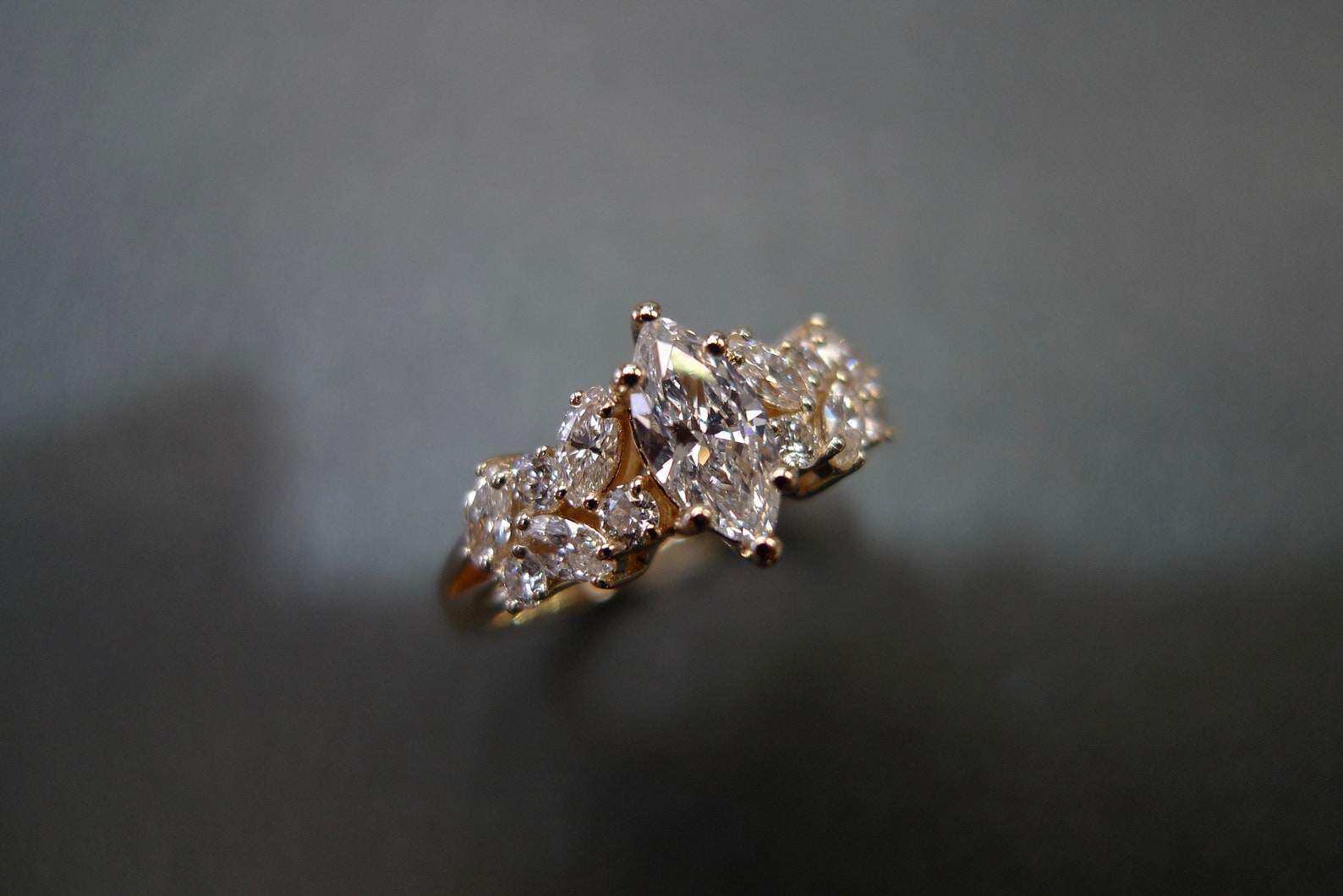 Unique Engagement Ring With Marquise Cut Diamond Gift for - Etsy