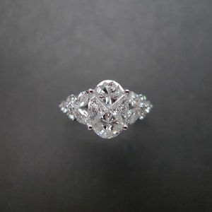 Pie Cut Diamond Ring, Illusion Diamond Ring, Oval Diamond Ring, Unique ...